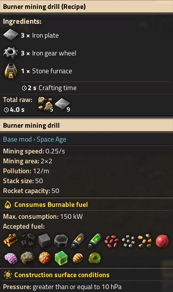 File:Burner mining drill recipe.png - Factorio Wiki